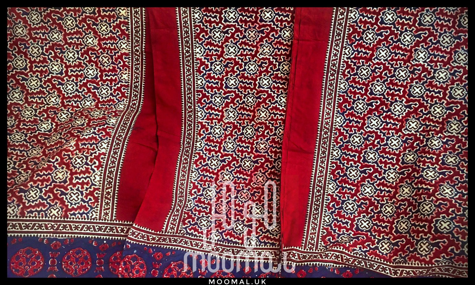 Kakar Ajrak – Red with Indigo contrast – Moomal