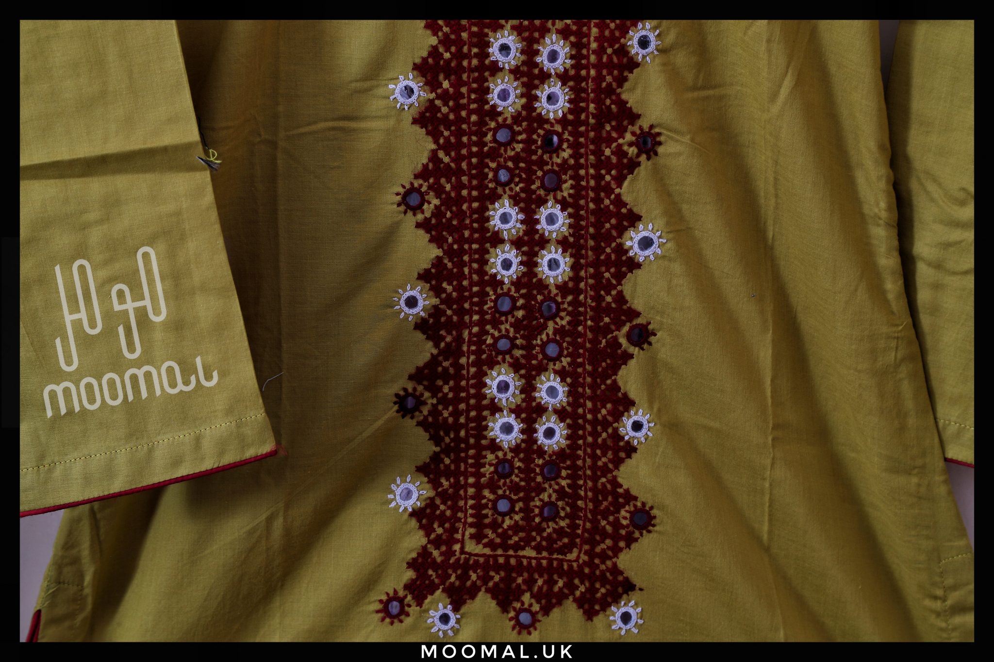 Embroidered Sindhi Shirt – Green – Moomal